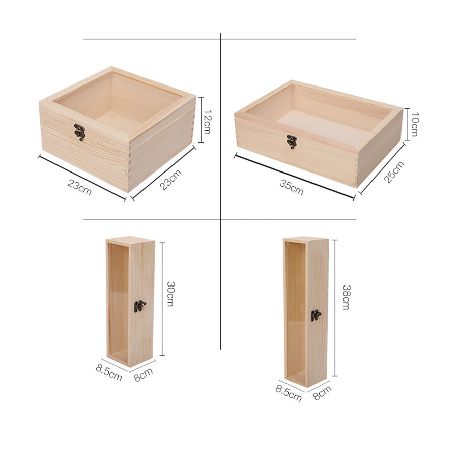 Hộp gỗ mặt kính in logo theo yêu cầu, giá sỉ tốt